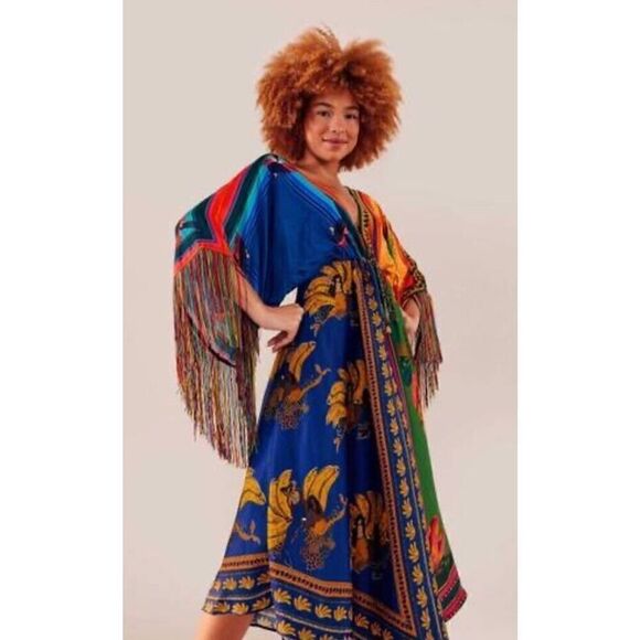 FARM Rio | Dresses | Farm Rio Multicolor Fringe Midi Dress | Poshmark